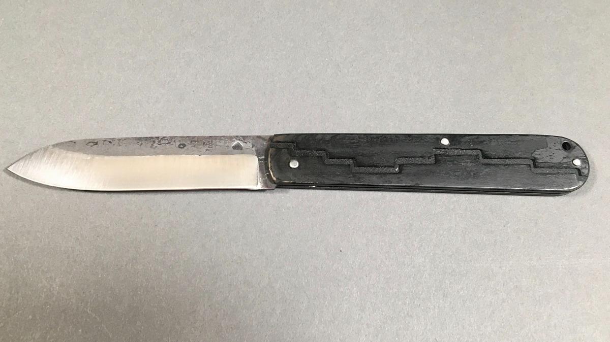 Couteau de poche artisanal Le Canif cran plat Julien Maria - Zigzag 2