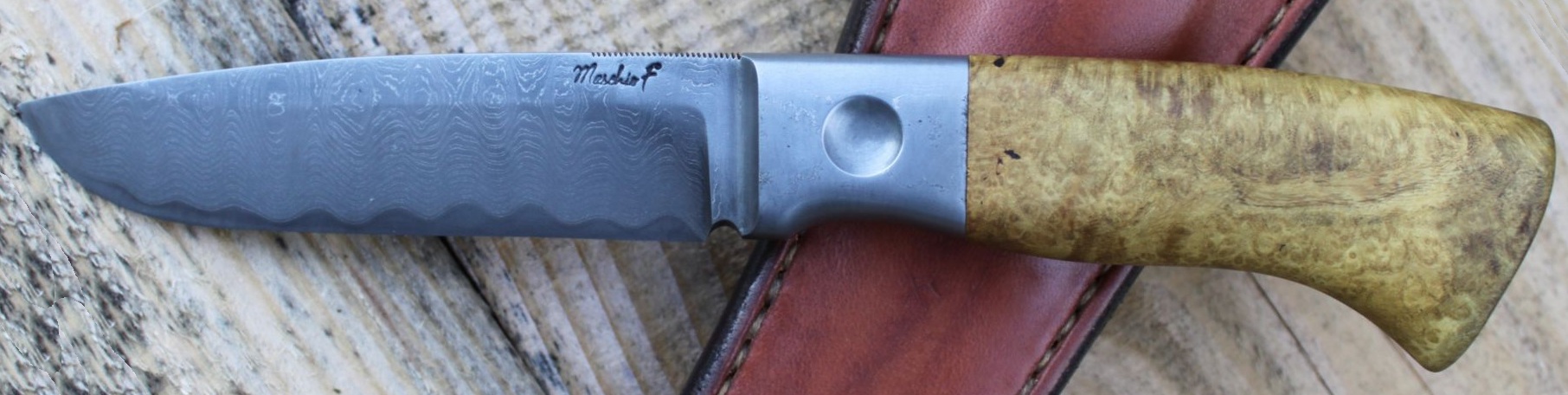 COUTEAU ARTISANAL FORGÉ DAMAS DE FREDERIC MASCHIO